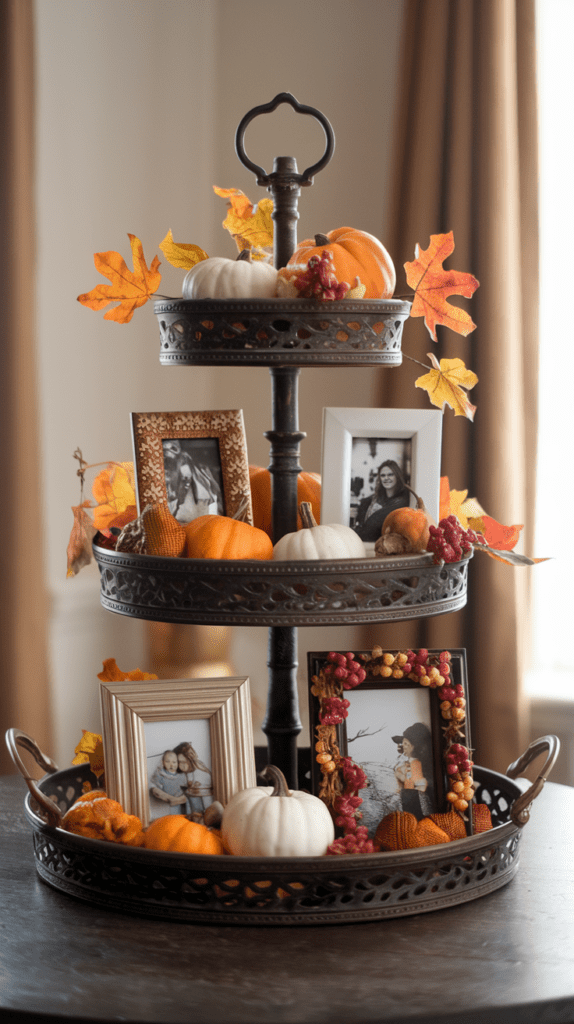 14 Beautiful and Charming Fall Tiered Tray Decor Ideas